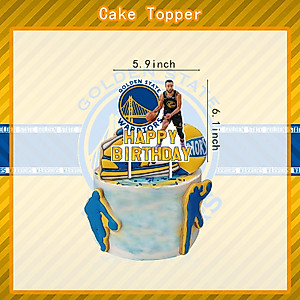 Golden State Warriors Birthday Party Decorations Stephen Curry Birthday Party Supplies Basketball Sports Birthday Party Favors includes Banner Balloons Cupcakes Cake Topper for Boys Girls Kids