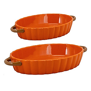 10 Strawberry Street Pumpkin Baker Set, 12" & 14.5", Orange