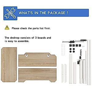 BUNOEM L-Shaped 59" Height Adjustable Electric Standing Desk,Height Stand Up Computer Desk,Sit and Stand Home Office Desk with Splice Board (Oak Top, White Frame)