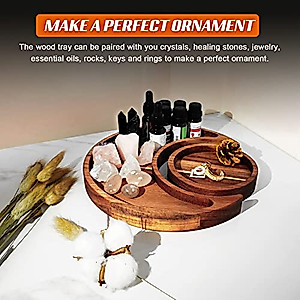 Moon Tray Acaica Wood Crystal Holder for Stones Healing Crystals Storage and Organizer Crescent Bowl Witchy Crystal Display Essential Oil Holder Moon Jewelry Dish (Acacia Wood 1)