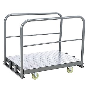 2in1 Steel Panel Truck Cart, Flatbed Cart Heavy Duty Drywall Cart Lumber Cart, Platform Trucks with 2000 lbs Capacity w/Swivel Casters, 36" x 24" Push Cart with 1Front and 2 Side Handrails