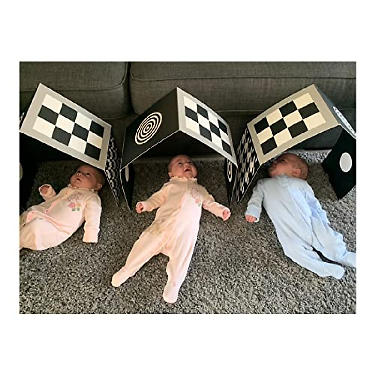 Samuel Sensory Baby Sensory & Development Fold Out Boards, Black and White, Simple Geometric Shapes, Made from 700GSM Card, Stands Independently.