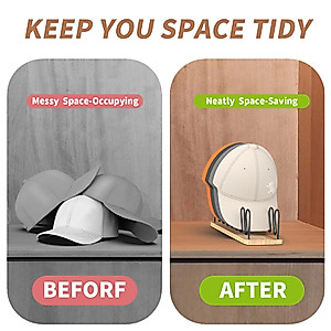 JigJag Hat Organizer for Baseball Caps 2 Pack, Premium Wood and Metal Design Hat Storage for Baseball Caps for 14Caps, Tabletop Hat Racks for Baseball Caps for Closet, Dresser, Entrance (2PCS)