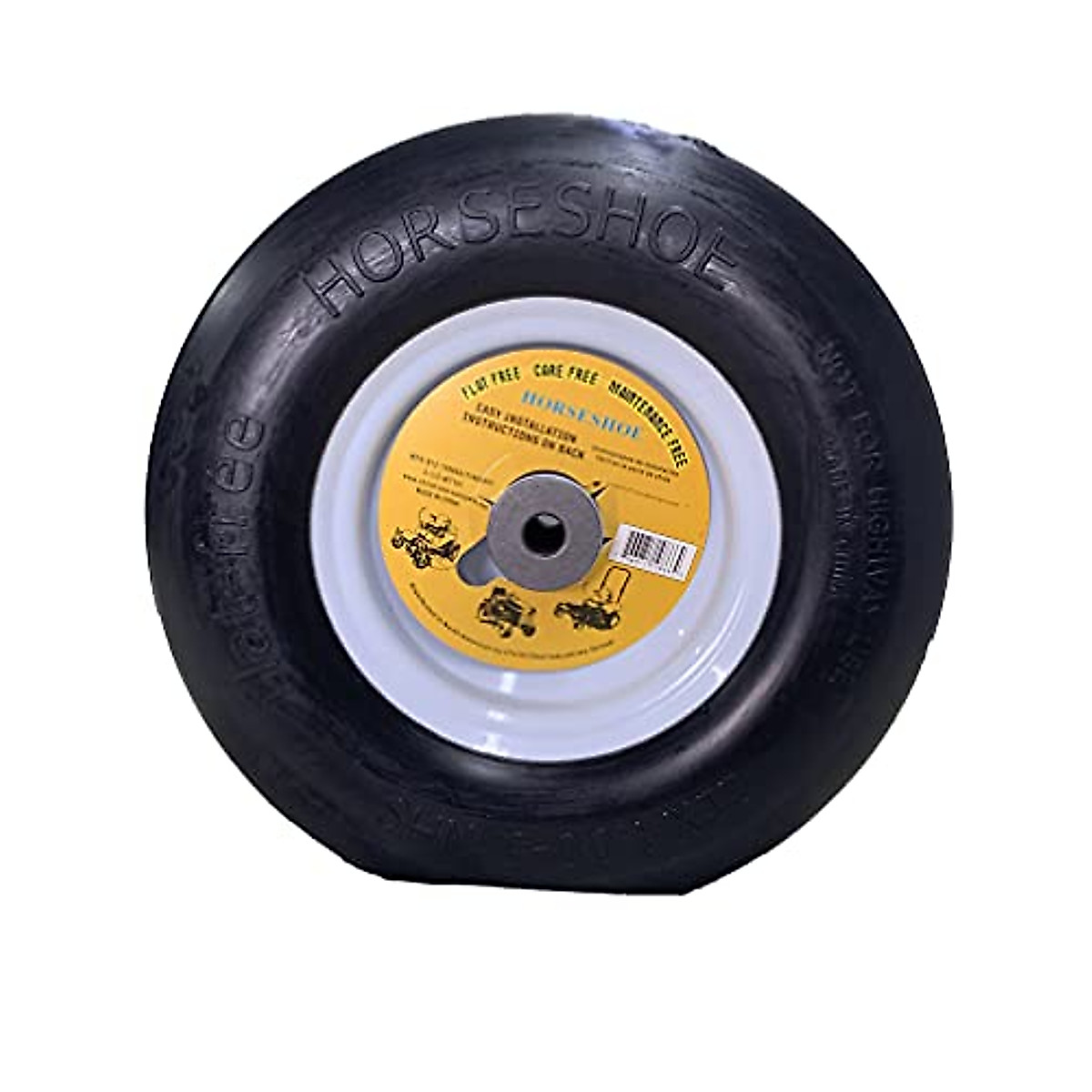 2 New HORSESHOE 11x4.00-5 Flat-Free Smooth Tires w/Steel Rim for Zero Turn Lawn Mower Garden Tractor - Hub length 3"-7" with 1/2" or 1" Bore 114005 T161