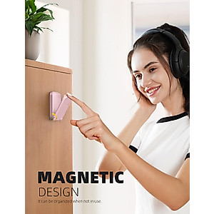 Lamicall Headphone Stand, Sticky Headset Hanger - Adhesive Headphone Holder Hook Mount, Headset Stand Holder Clip Under Desk, Earphone Clamp for Airpods Max, HyperX, Sennheiser, Pink