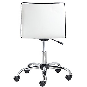 BTEXPERT BTExpert Swivel Mid Back Armless Ribbed Designer Task Chair Leather Soft Upholstery Office Chair - White