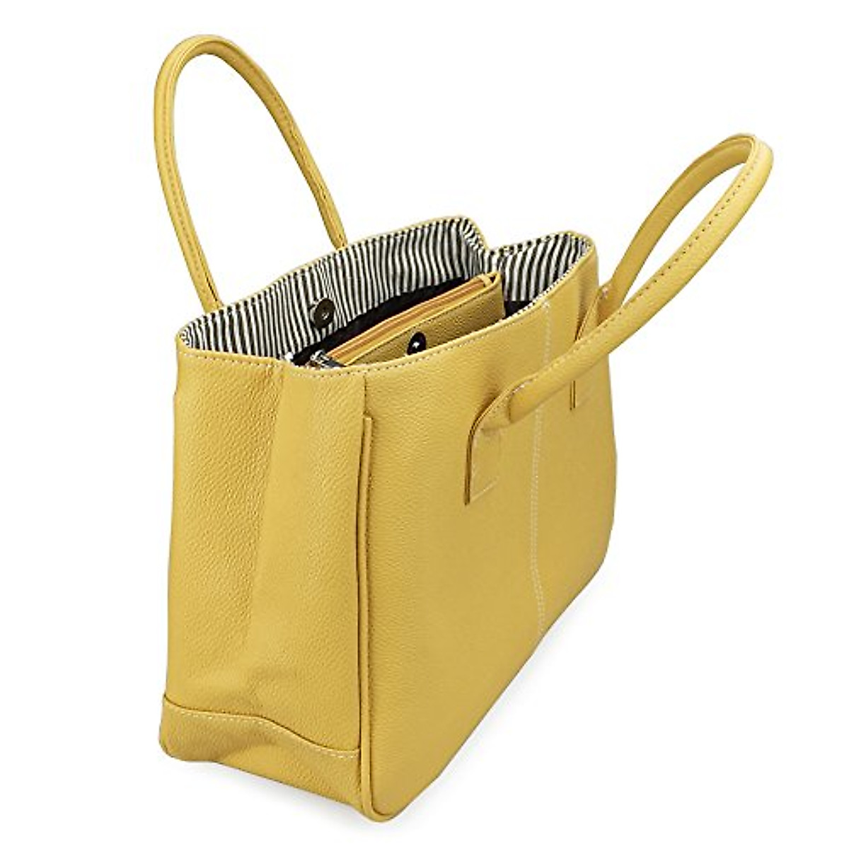 HOXIS Classical Office Lady Minimalist Pebbled Faux Leather Handbag Tote/Magnetic Snap Purse