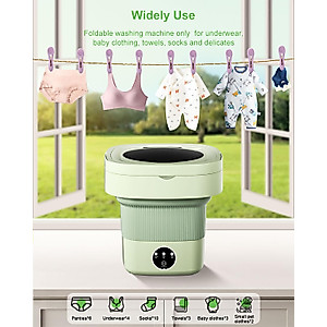 Portable Washing Machine, Mini 9L Foldable Washer and Dryer with 3 Modes Deep Cleaning for Underwear,Baby Clothes,Socks,Small Items.Mini Laundry Washer for Apartments,Dormitories,Camping,Travel(Green)
