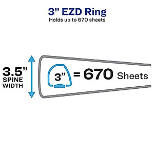 Avery Durable Clear View 3 Ring Binders, 3 Inch Binder Rings, 4 White Binders (09203)