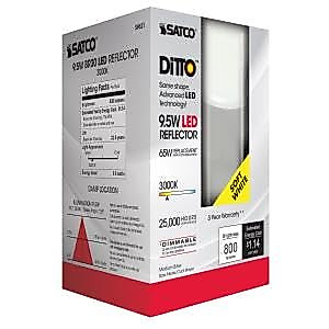 Satco S9621 9.5 Watt 120 Volt BR30 Reflector LED Light Bulb; 3000K; Frosted; 750 Lumen; 105 deg. Beam Angle; E26 Medium Base; Dimmable (12 LED Bulbs)