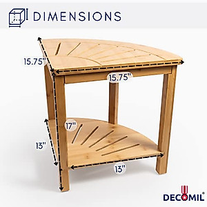 DECOMIL - Bamboo Corner Shower Bench, Bathroom Shower Stool with Storage | Nonslip Feet & Waterproof Bench | Perfect for Bath , Spa and Home Décor