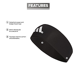 adidas Alphaskin Wide Fit Sports Headband, Black/White, One Size