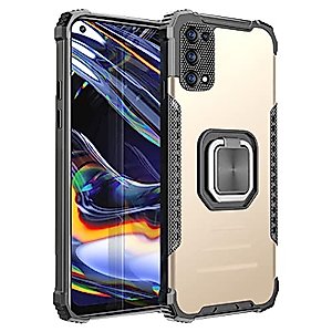 Back Case Cover for Oppo Realme 7 Pro Case,Drop Tested Cover with Magnetic Kickstand Ring Car Mount Protective Case,Hybrid Hard PC Soft TPU Shockproof Protective Case Protective Case