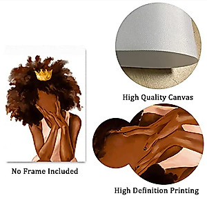 LLOSEUP Black Queen Wall Art African American Princess Queen crown Rainbow Heart Quotes Wall Art Abstract Nordic Posters Black Women Canvas Prints for Kids Room Bedroom Home Decor Unframed