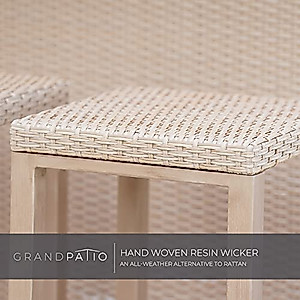 Grand patio 2 Piece Outdoor Tropical Paradise Tiki Bars Stools, Phuket Islander Tiki Bar 2 Stools for Garden Patio, Natural