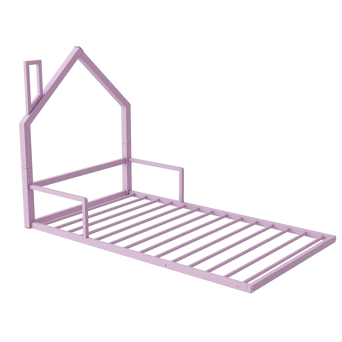 LostCat Twin Size Floor Bed Frame, Metal Montessori Floor Bed Frame for Kids Girls Boys, Twin Montessori Floor Bed with Slat Support, No Box Spring Needed, Pink