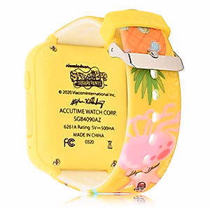 Accutime Kids Nickelodeon Spongebob Squarepants Yellow Educational Learning Touchscreen Smart Watch Toy for Boys, Girls, Toddlers - Selfie Cam, Games, Alarm, Calculator (Model: SGB4090AZ)