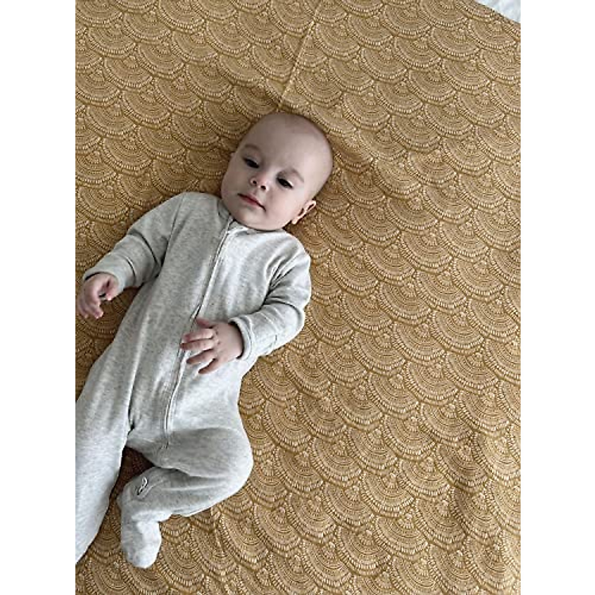 Little Jump 3 Pack Muslin Swaddle Blankets -Boho Baby Blanket Neutral for Boys & Girls- Large 47 x 47 inches,Swaddle Blankets Muslin Receiving Blanket Wrap (3 Pack Sunshine & Moon)