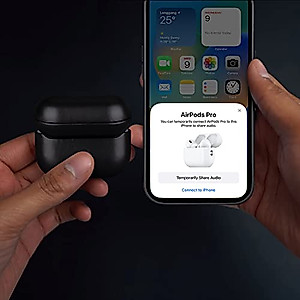 CYBOTOON Leather AirPods Pro 2 Case Cover with Button, Genuine Crystal Vegetable Tanned Oil Wax Leather Case for AirPods Pro 2nd Generation 2022, Retro Elegant Style, Front LED Visible, Black