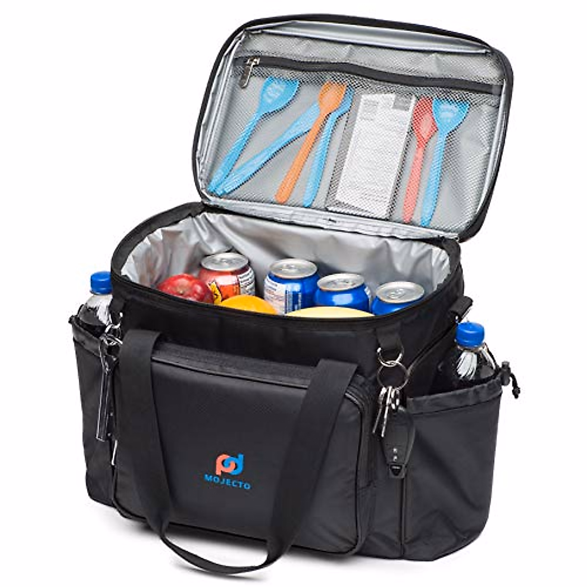 MOJECTO XX-Extra Large Tall Insulated Cooler Lunch Bag (XX-14x12.5x9 In). 1680D Heavy-Duty Polyester, High Density Insulation, Heat-Sealed Liner, Durable Zipper, Multiple Pockets, Metal Buckle.