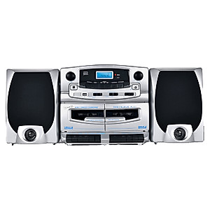 Supersonic SC-2121BT Bluetooth Entertainment Audio System, Bluetooth 5.0, op Loading MP3/CD Player, AM/FM Radio, USB Input, Double Cassette Recorder, High-Performance Detachable Speakers, AC/DC