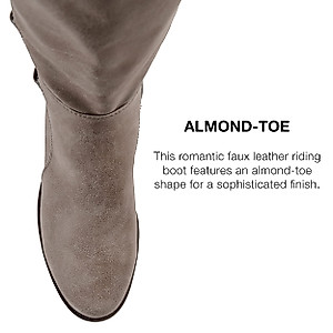 Journee Collection Womens Carly Riding Boot with Almond-Toe and Zig Zag Lace Detail, Taupe, 10