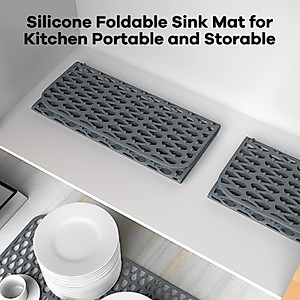 Toovem Sink Protectors for Kitchen Sink 26''x 14'',Silicone Sink Mats for Bottom of Stainless Steel/Porcelain Sink, Foldable Sink Mat for Kitchen, DIY, No-Slip Sink Grid Accessories