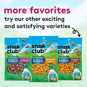 Snak Club Peanuts with Hidden Valley Ranch Seasoning, Roasted Nuts, Gluten-Free and Kosher Snack, 4.5 oz Resealable Bags, 6 Pack