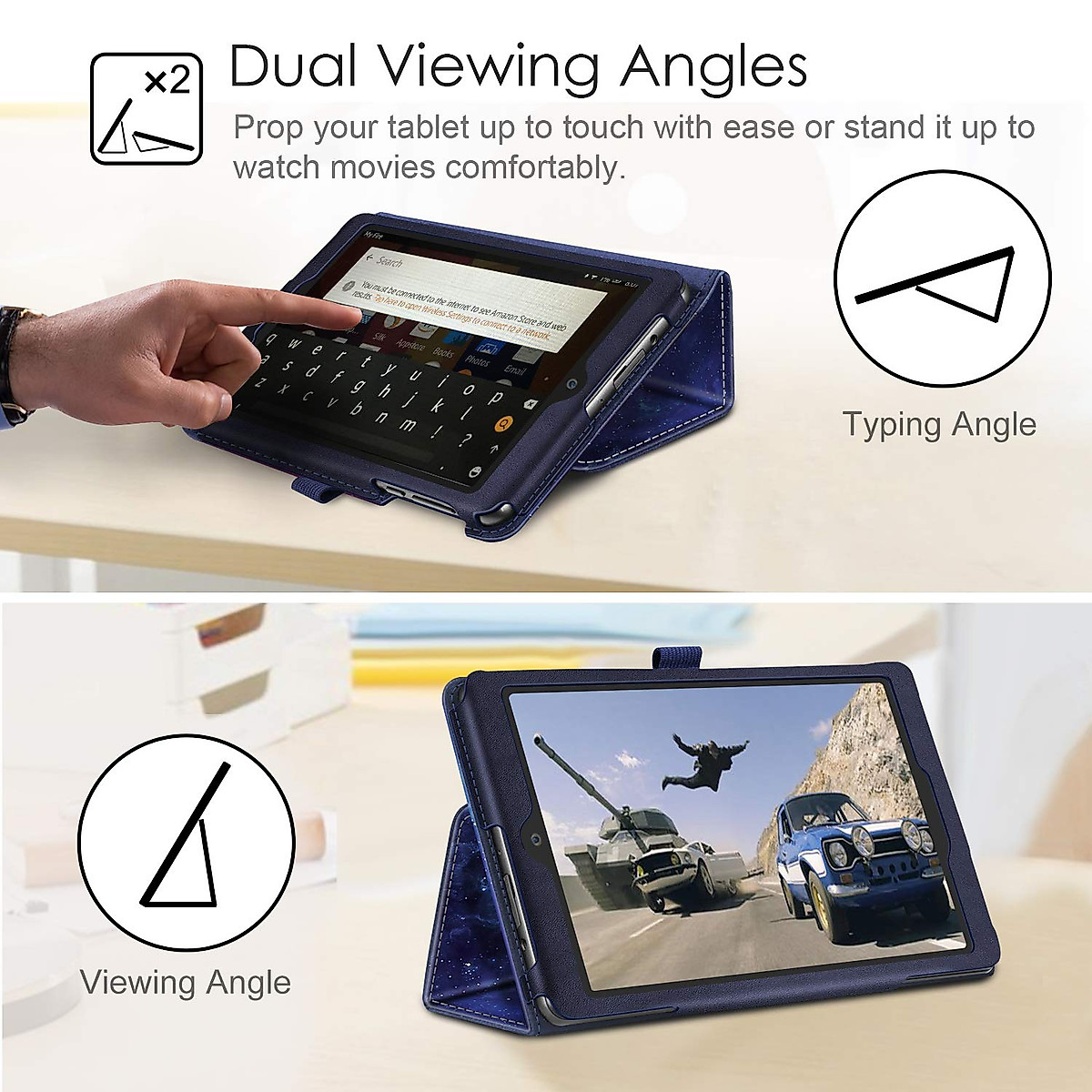 Fintie Case for Onn. 8" Tablet Pro (Model: 100003561), Premium Vegan Leather Folio Protective Stand Cover with Pencil Holder for Onn Pro 8-inch Android Tablet (Galaxy)