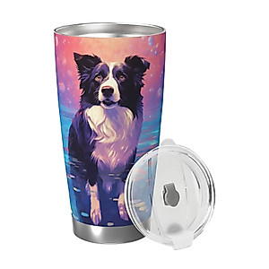 Border Collie Dog Tumbler with Lid - 20 oz Stainless Steel Vacuum Cup for Coffee, Water, and Travel - Leakproof for Home, Office, and School