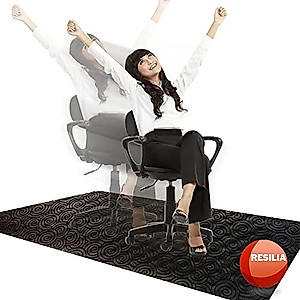 Resilia Office Desk Chair Mat - for Low Pile Carpet ( with Grippers ) Updated Black Swirl Spiral Pattern, 36 Inches x 48 Inches, Made in The USA