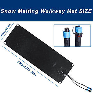 Snow Melting Walkway Mat 𝑼𝒑𝒈𝒓𝒂𝒅𝒆𝒅10”𝒙 30” 𝑺𝒏𝒐𝒘 𝑴𝒆𝒍𝒕𝒊𝒏𝒈 𝑴𝒂𝒕𝒔 Melting Speed Heated Outdoor Mats for Winter Stairs No-Slip Rubber Heated Driveway Pad 10”x 30”