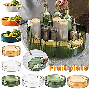 Lazy Susan Organizer for Kitchen, Clear 360° Rotating Turntable Organization & Storage Container, Turntable Organizer for Cabinet Pantry Table Organization