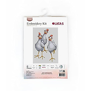 Luca-S Cross Stitch Kit My Chickens, Counted Cross Stitch Kit for Adults, Embroidery Needlecraft Kit