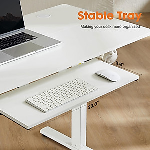 Sweetcrispy Standing Desk with Keyboard Tray, Ergonomic Height Adjustable Desk with 3 Memory Presets, 55 x 24'' Stand Up Desk Electric Standing Desk Adjustable Height, Computer Desk Home Office-White