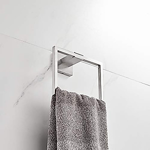 Hand Towel Ring Holder, SUS304 Stainless Steel Square Towel Bar, Towel Rack Brushed Nickel, Bathroom Accessories Modern Style, Wall Mounted