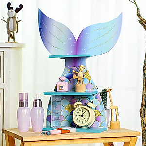 Bencailor Wall Decor Shelf Bedroom Hanging Shelf Wall Mounted Shelf Wooden Floating Shelves Bathroom Decor for Girls Bedroom Nursery Gift (Delicate Mermaid)