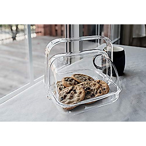 Huang Acrylic Food Basket with Rotating Lid and Handle | Great for Breakfast Pastries, Appetizers, and Snacks at Brunch, Office Parties, Holidays, Weddings | Durable, Long Lasting, Easy to Clean