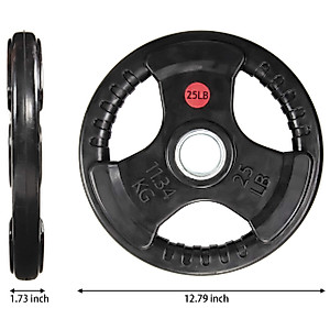 BalanceFrom Rubber Coated Cast Cast Iron Plate Weight Plate for Strength Training and Weightlifting, Olympic, 25-Pound, Single