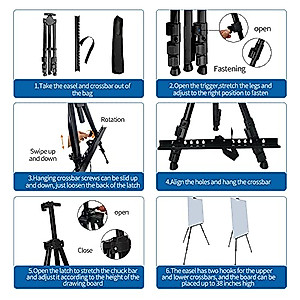 RRFTOK Artist Easel Stand, Adjustable Easel for Painting Canvases Height from 17 to 66 Inch,Carry Bag for Table-Top/Floor Drawing and Didplaying