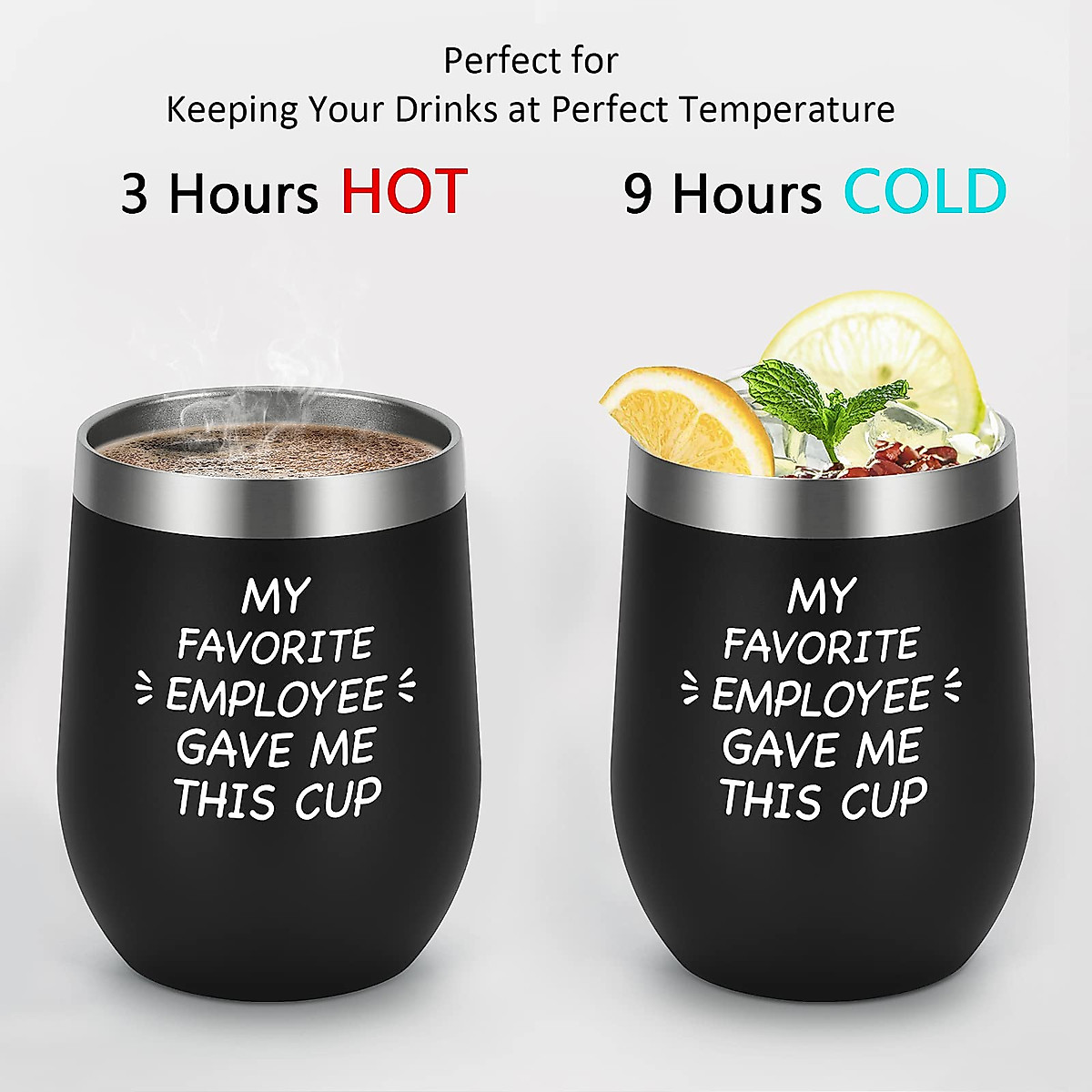 Qtencas Bosses Day Gifts for Boss, My Employee Gave Me This Cup Wine Tumbler for Boss Men Manager Director Employer Coworker, 12 Oz Stainless Steel Insulated Tumbler with Lid, Black