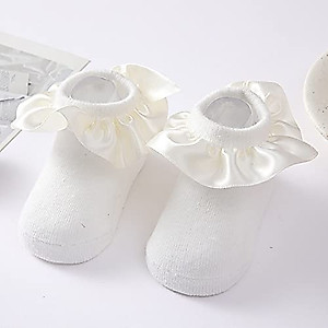 Yenzat Baby Girls Ruffle Grip Socks Newborn Infant Anti Slip Non Skid 0-6 Months 6 Pairs