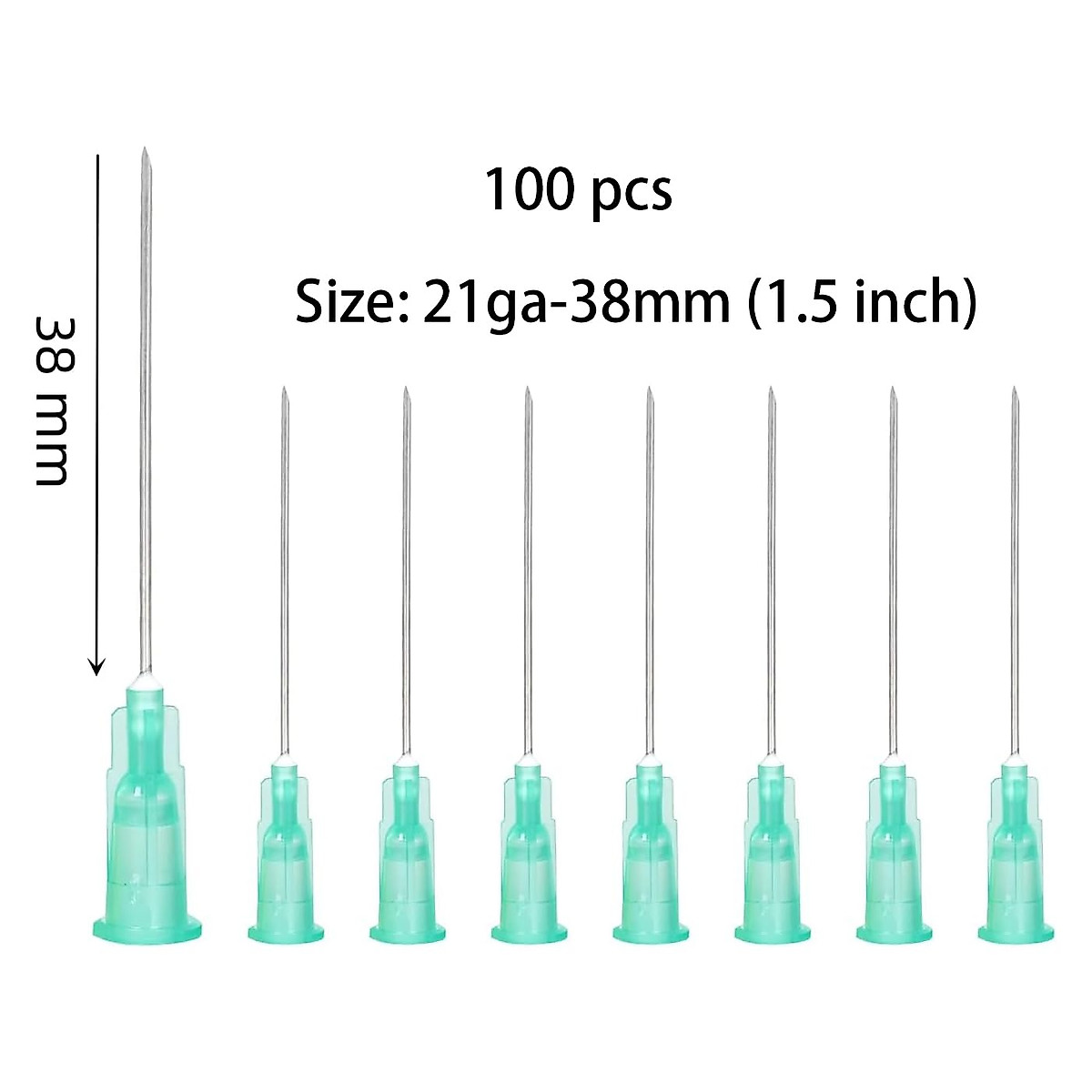 100 Pcs 1.5Inch 21Ga Glue Dispenser Head for Liquid Measuring and Refilling, Inks, Plants, Industrial, Lab (Cyan 21Ga)