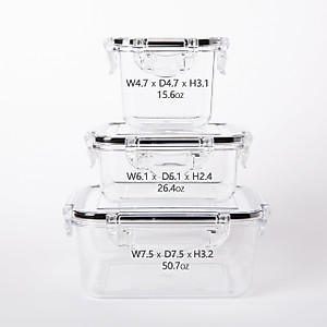 gotman Airtight Food Storage Containers Set, Square 3pack(3 Containers + 3 Lids)-Tritan 100% | BPA-Free Meal Prep Container | Microwave, Freezer and Dishwasher Safe | Leak-Proof Lids