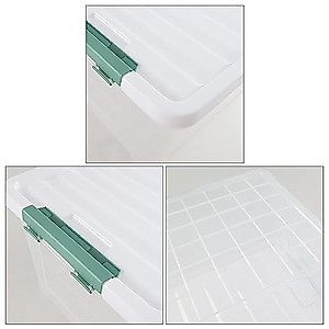 Buyitt 6-Pack 35 quart Large Plastic Storage Bin, Latching Box with Clear Base, White Lid and Green Latches