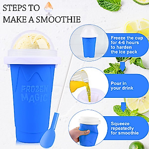 DIY Slushy Maker Cup 2 Pack, Double Layers Silica Cup,Smoothie Pinch Ice Cup, Frozen Magic Squeeze Cup, Cooling Maker Cup, Freeze Mug Tools, Portable Squeeze Icy Cup