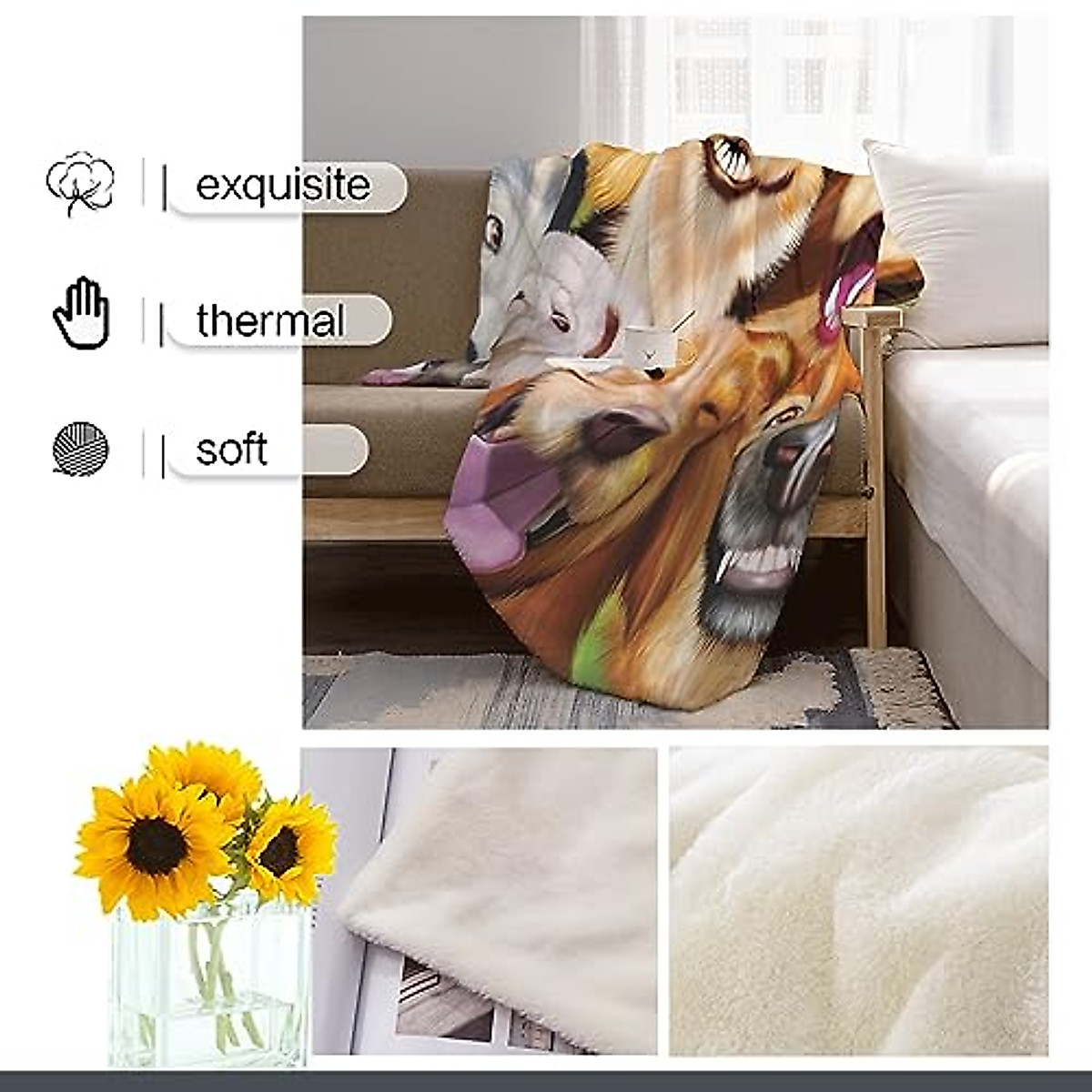 Cartoon Selfie Dog Fleece Blanket for Bed, 40"x30" Puppy Fleece Throw Blanket for Women, Men and Kids - Super Soft Plush Dog Blanket Throw Plush Blanket for Dog Lovers