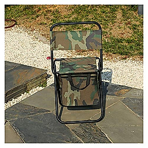 TRENTSNOOK Exquisite Camping Stool Portable Folding Camping Chair with Cooling Bag Compact Fishing Stool Camouflage Fishing Chair