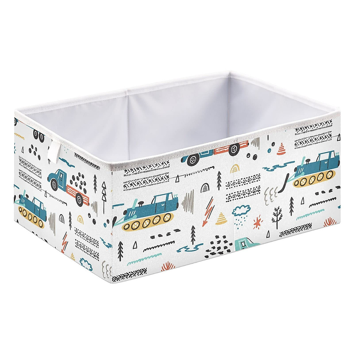 DOMIKING Toy Cars Construction Trucks Storage Baskets for Shelves Foldable Collapsible Storage Box Bins with Fabric Bins Cube Toys Organizers for Pantry Bathroom Baby Cloth Nursery,11 x 11inch