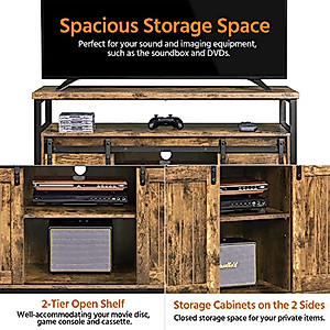 Yaheetech Rustic TV Stand with 2 Storage Cabinets for 55 Inch TV, Entertainment Center with Sliding Barn Doors & Height Adjustable Shelves, TV Console for Living Room